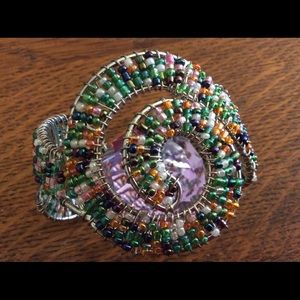 Gypsy Art | Jewelry | Gypsy Spiral Bead Wrap Silver Tone Wire Bracelet ...
